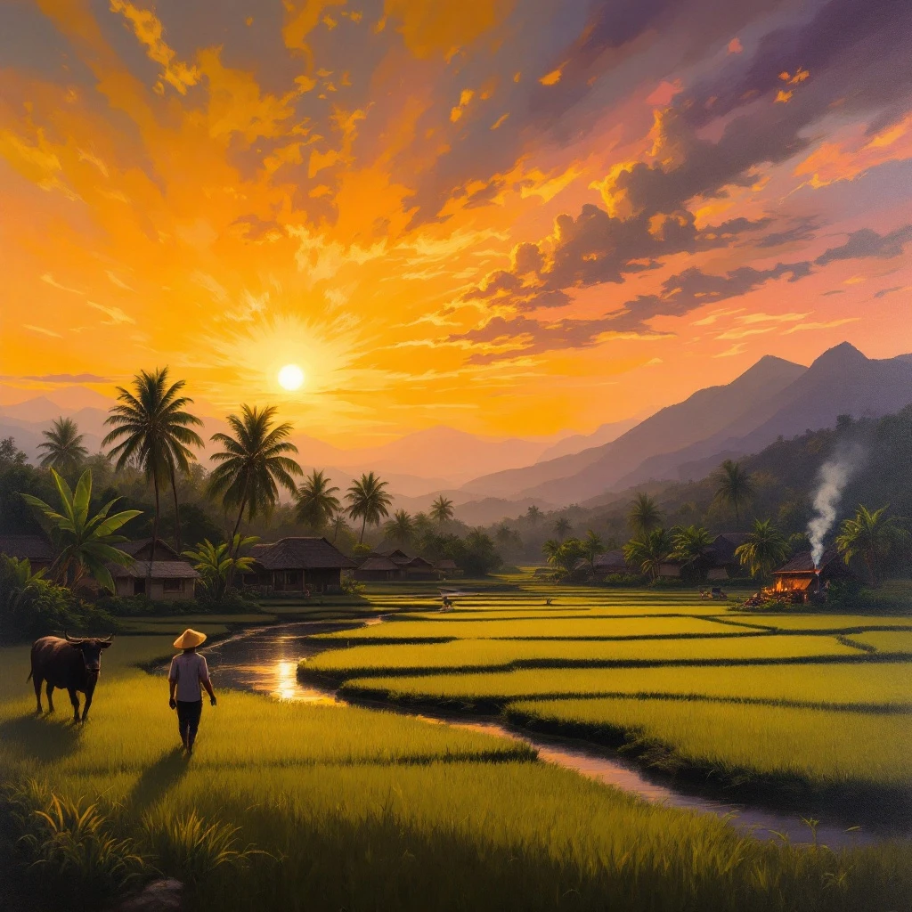 A classic oil painting of life in the Philippine... - FluxPro.art
