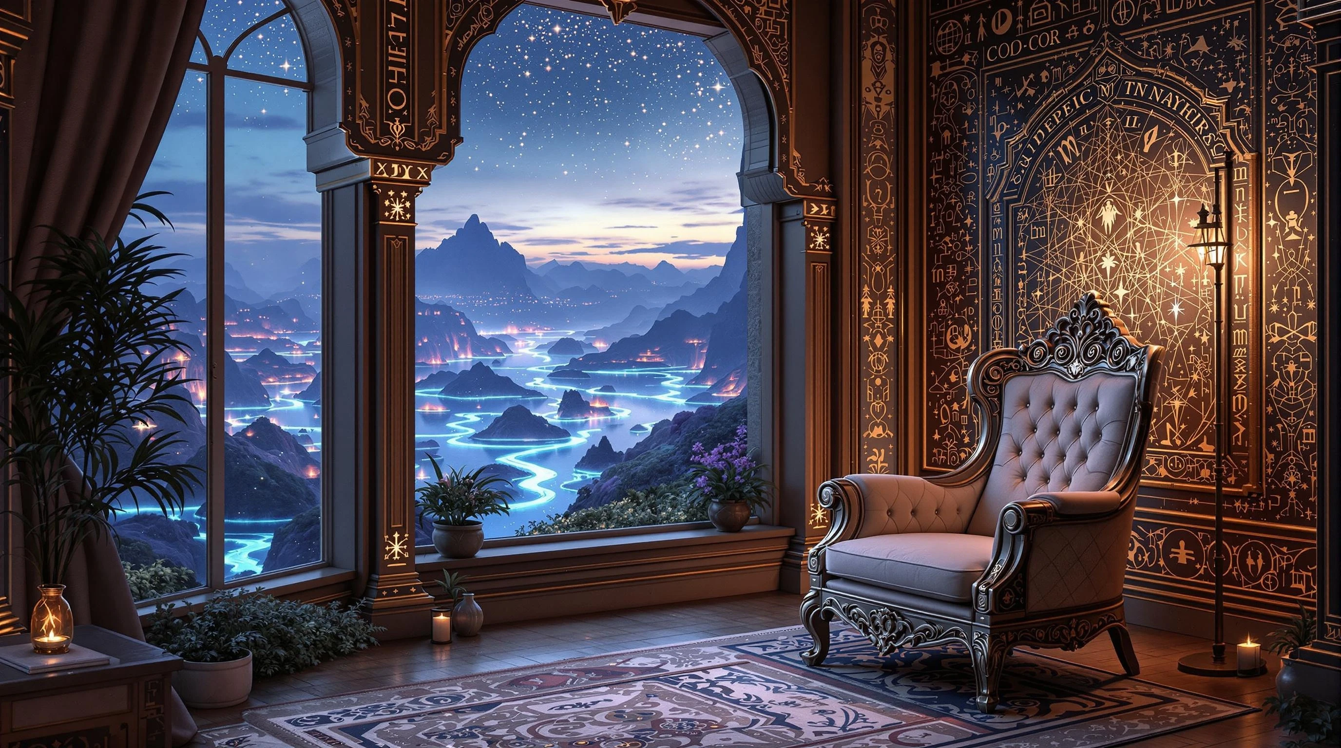 A magical fantasy room featuring a refined... - FluxPro.art