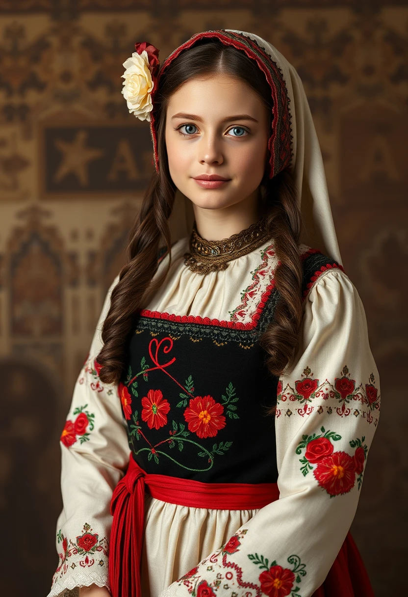 girl in costume matreshka in different russian... - FluxPro.art