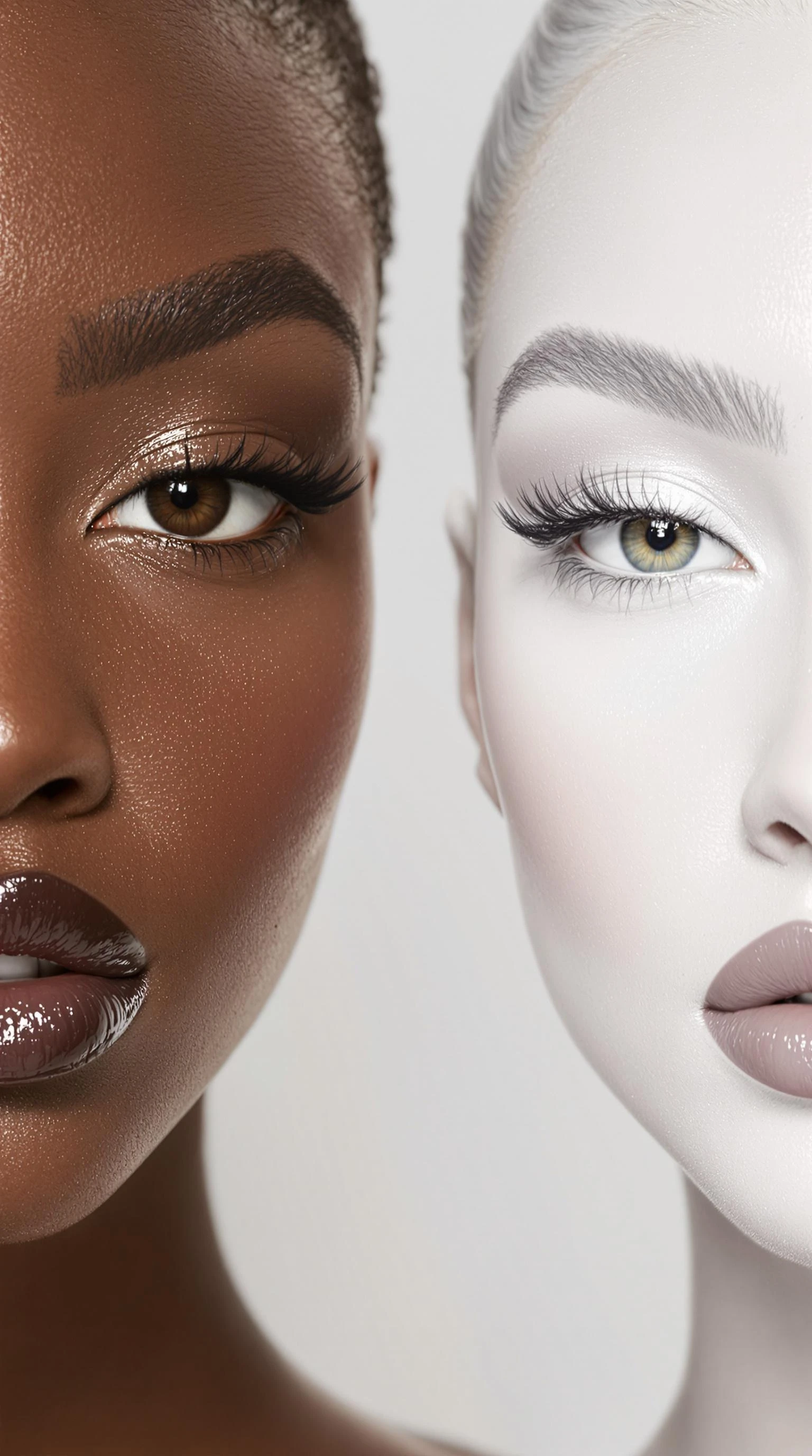 A closeup of a mixed model duo, featuring a black... - FluxPro.art