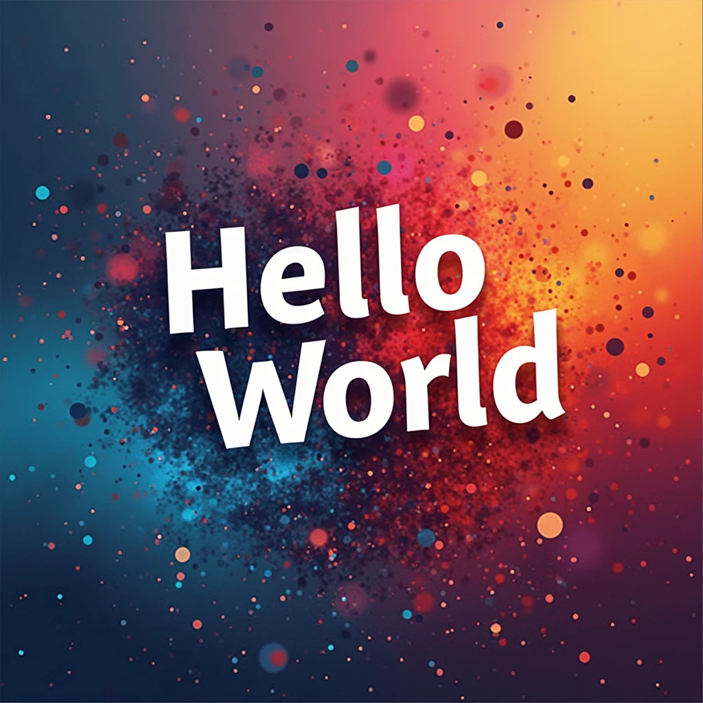 Image with text "Hello World" abstract background - FluxPro.art