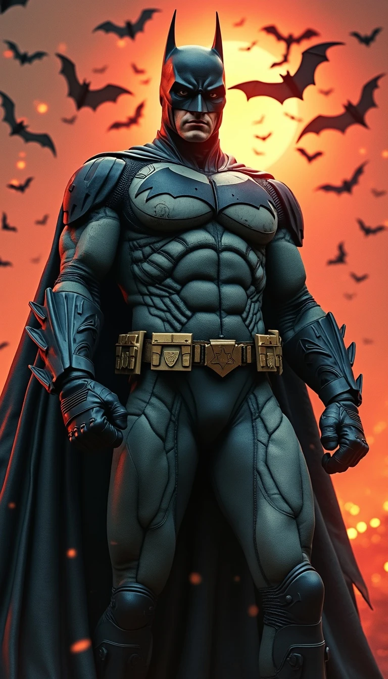 Full-body, photorealistic Batman in an opaque grey... - FluxPro.art