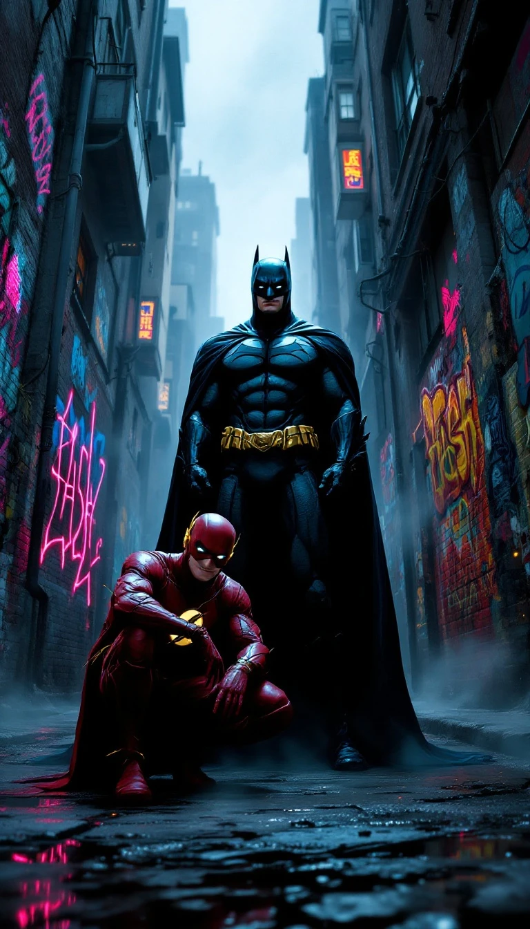A hyper-realistic digital painting of Batman and... - FluxPro.art