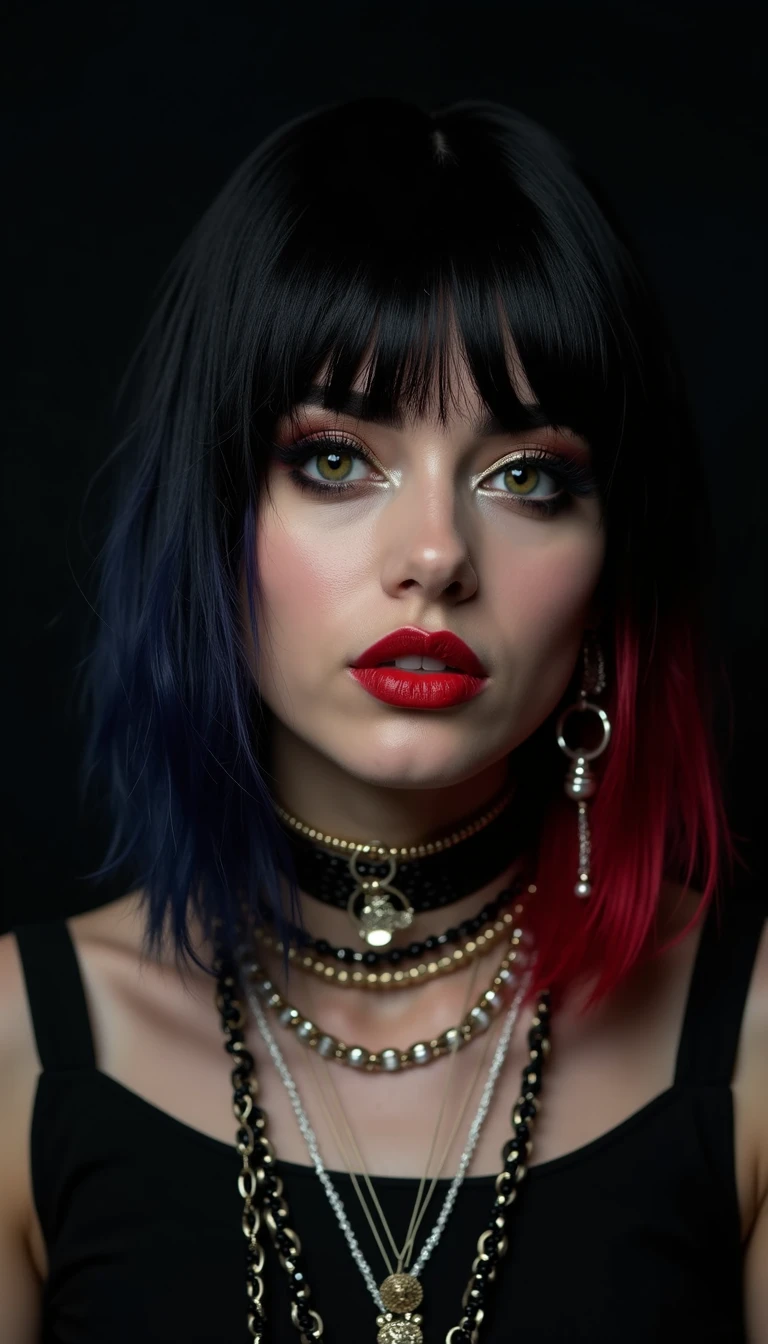 closeup portrait of a goth woman, messy... - FluxPro.art
