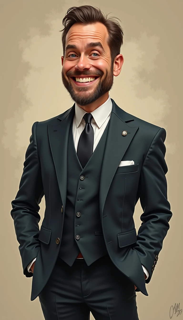 caricature 40- year- old French man in three-... - FluxPro.art
